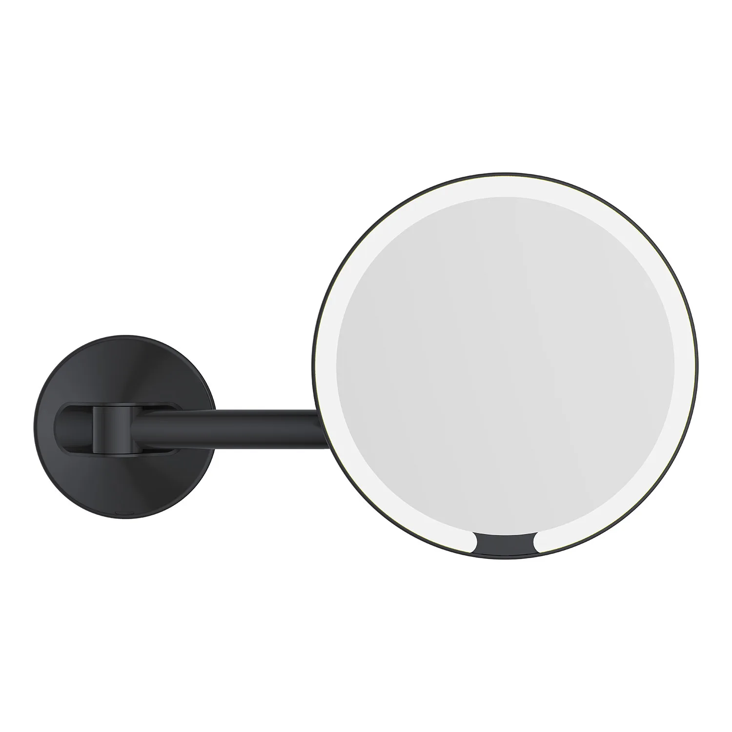 Magnifying LED wall-mounted mirror with telescopic arm proximity sensor