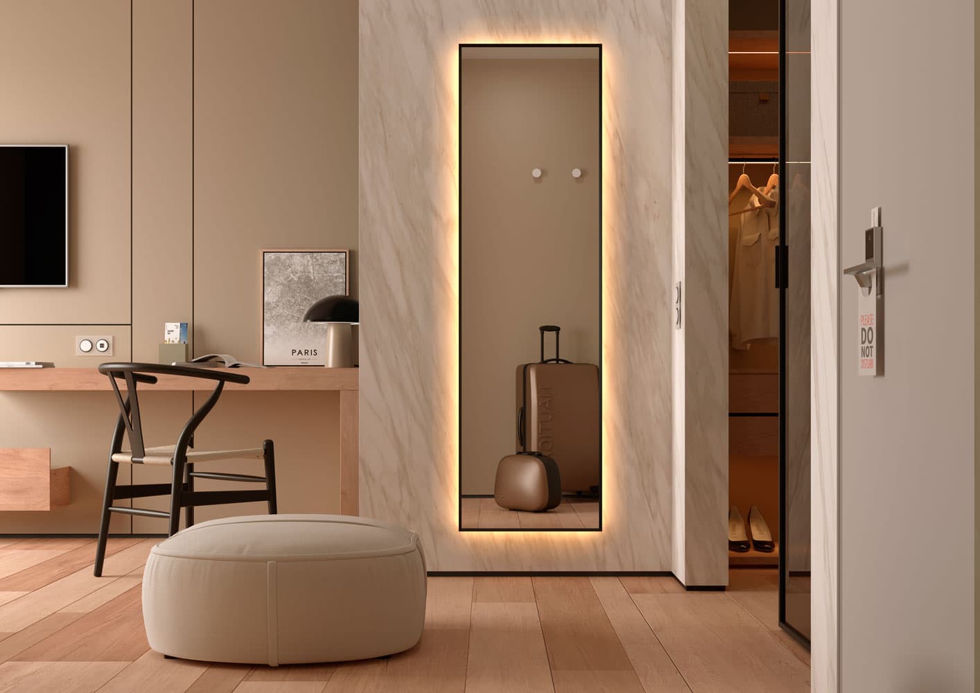 Hotel Mirror with led DANA - Ghibli Evo